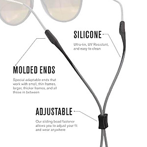 Chums Slim Retainer - Adjustable Thin Silicone Unisex Eyewear Keeper (Aqua/Black/Marine Blue)