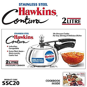 Hawkins SSC20 Stainless Steel Pressure Cooker, 2 Liter, Silver