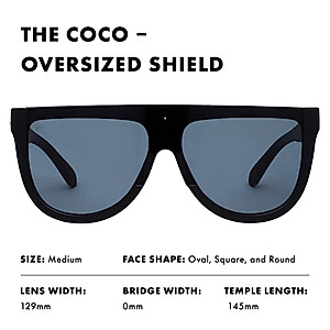 Prive Revaux Coco Oversized Sunglasses – Handcrafted with 100% UV Protection – For Men & Women – Black