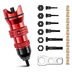 TaskStar Rivet Nut Drill Adapter Kit, Cordless Rivet Nut Tool Adapter Use with Electric Drills and Screwdriver, Rivet Gun Adapter for Drill Rivet Nut Drill Attachment with 6 Mandrels and 10 Nuts