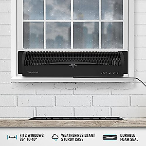 Vornado TRANSOM Window Fan with 4 Speeds, Remote Control, Reversible Exhaust Mode, Weather Resistant Case, Black, Whole Room