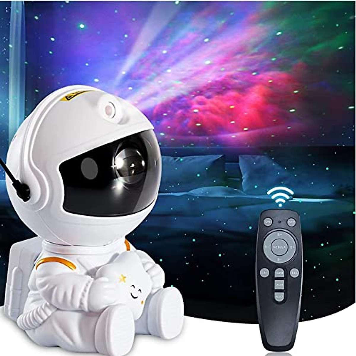 Space Buddy Projector, Astronaut Projector Galaxy Light, 360° Rotation Astronaut Light Projector with Remote Control, LED Lamp Suitable for Kids Adult Bedroom Birthday Valentine's Day Christmas Gift