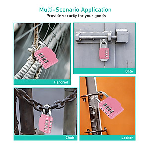 NAGE 4-Digit Combination Lock for Locker, Lock for Gym Locker, Fence, Gate, Case, Combination Padlock Easy to Use and Set, Number Lock Sturdy & Durable (Pink)