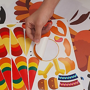Lulu Home Thanksgiving Game, 20 Sheets Thanksgiving Make-A-Turkey Stickers, Kids DIY Turkey Sticker Craft for Fall Party, Thanksgiving Day, Family Gethering and Class Game