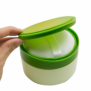1Pcs Baby After-Bath Puff Box Body Talcum Powder Box Case Container Dispenser with Sifter and Powder Puff for Travel and Home Use(Green)