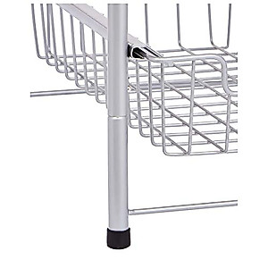 Amazon Basics 2-Tier Sliding Drawers Basket Storage Organizer, Silver