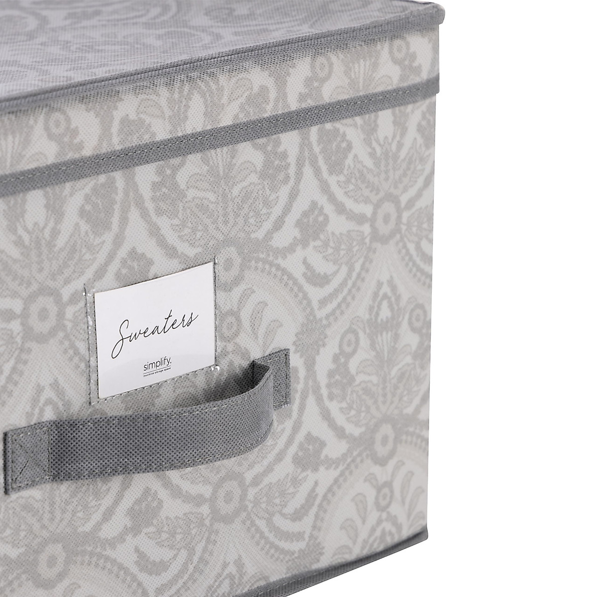 Laura Ashley Non-Woven Jumbo Storage Box, Dimensions: L16 x W16 x H10, Collapsible, Durable, Home Organization, Closet Storage, Grey