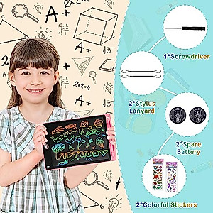 2 Pack LCD Writing Tablet, 8.5 Inch Writing Tablet for Kids, Colorful Screen Doodle Board, Erasable and Reusable Digital Drawing Tablet, Learning Educational Toys for Girls Boys, Blue+Pink