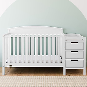 Graco Benton 5-in-1 Convertible Crib and Changer (White) – Crib and Changing -Table Combo, Includes Water-Resistant Changing Pad, 3 Drawers, Converts to Toddler Bed, Daybed and Full-Size Bed