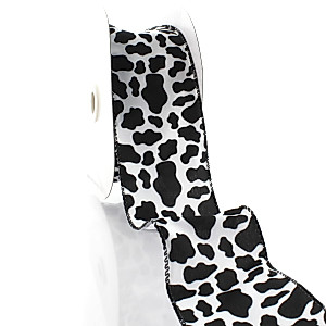 Ribbon Traditions Black/White Cow Wired Ribbon 2 1/2" by 10 Yards