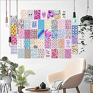 ECTY 50PCS Preppy Aesthetic Pictures Wall Collage Kit, Retro Style Photo Collections Collage Dorm Decorations for Teens and Young Adults, Wall Prints Kit, Small Posters for Room Bedroom Aesthetic