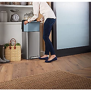 KOHLER 8 Gallon Tall Hands-Free Kitchen Step Can, Trash Can with Foot Pedal, Quiet-Close Lid, Stainless Steel, K-20941-ST
