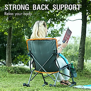 PORTAL Rocking Camping Chair Folding Portable Rocker Outdoor with Cup Holder for Patio, Lawn, Camp, RV, Support 300 lbs
