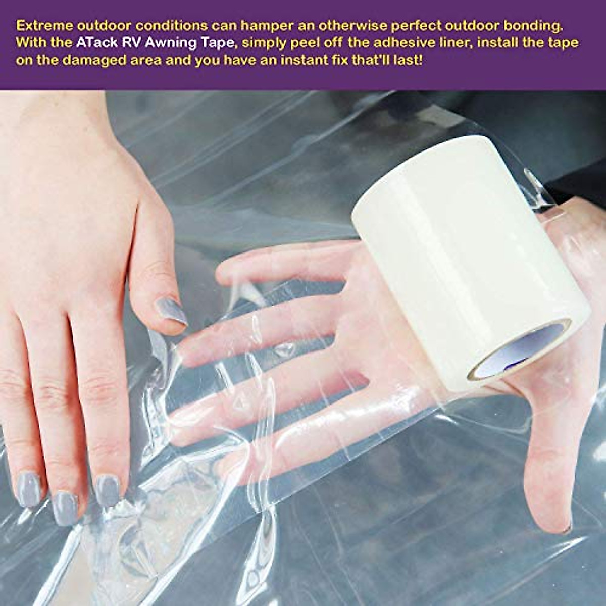 ATack RV Awning Repair Tape, 3" x 30 Foot, Waterproof Rip Stop Patch and Tent Repair Tape for Vinyl, RV punctures, Camper, Awning, Canopy, Tents, Tarpaulin and Greenhouse