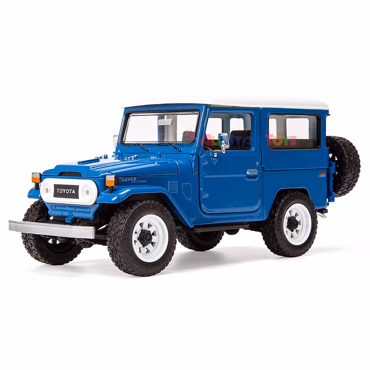 All Star Toys Exclusive Toyota Land Cruiser FJ40 Royal Blue with Custom Off-Road Wheels 1/24 Diecast Model by Motormax 79323 FJ Cruiser J40