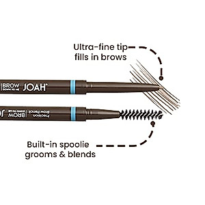 JOAH Dual-Ended Eyebrow Pencil - Brow Down To Me Ultra-FIne Tip Precision Brow Pencil with Built-In Spoolie Brush for Flawless Brows, Smudge-Proof, Water-Resistant, Cool Taupe