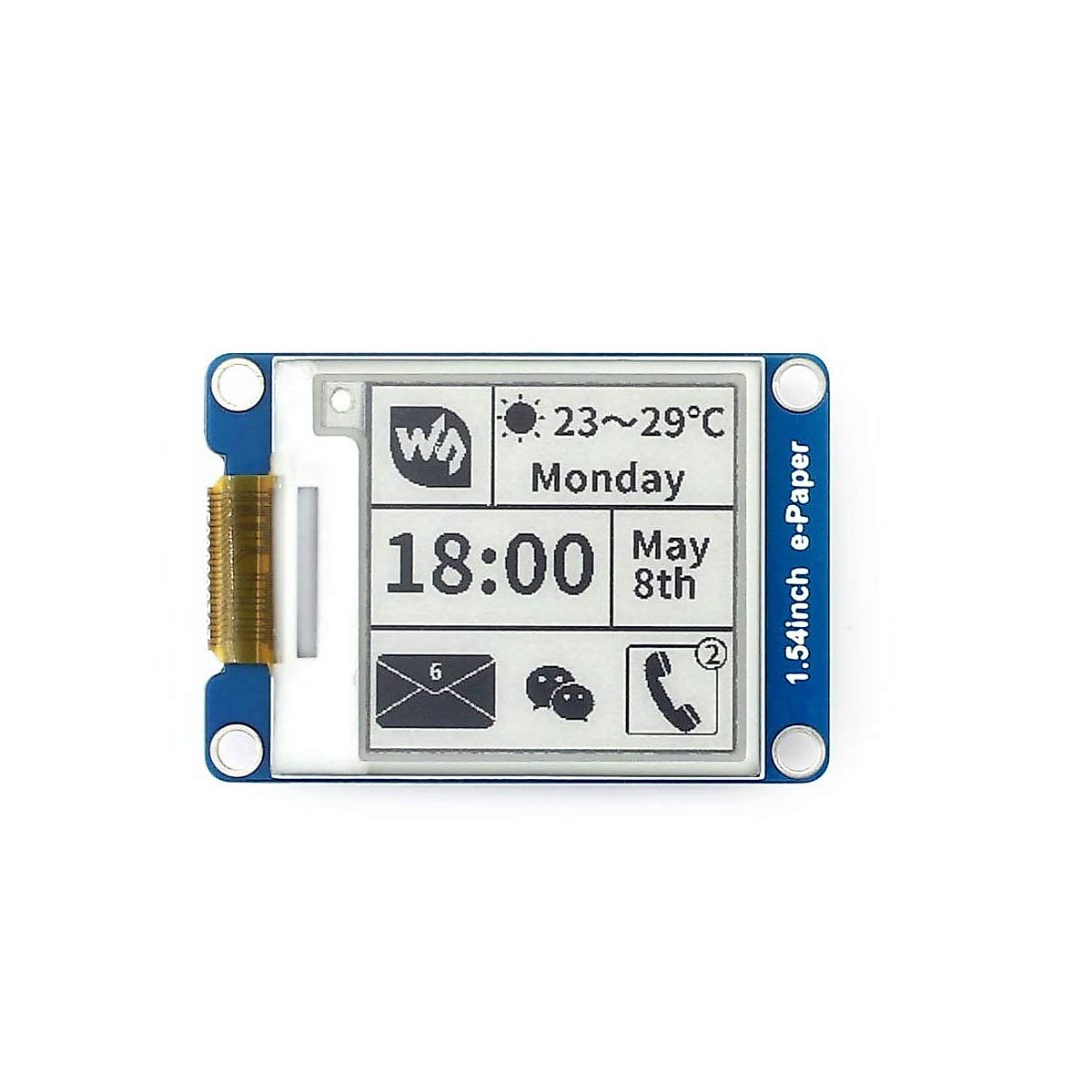 200x200 Resolution 1.54inch E-Ink Display Module Electronic E-paper Sreen with Embedded Controller SPI Interface Support Partial Refresh for Raspberry Pi/Arduino/Nucleo