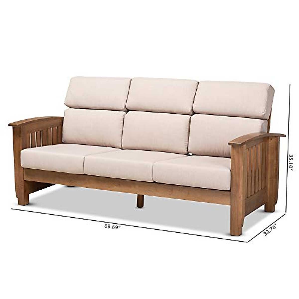 Baxton Studio Sofas, Taupe/Walnut Brown