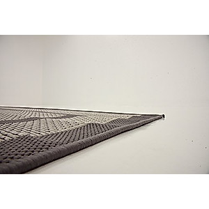 Unique Loom Outdoor Border Collection Area Rug - Border (6' 1" Square, Gray/ Silver)