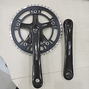 DONSP1986 Crankset Set Single Speed 46T 170mm Crankarms 130 BCD for Mountain Road Bike Fixed Gear Bicycle (Square Taper, Black) (46T, Sprocket)