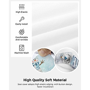 Christmas Snowman Office Chair Cover Stretchable Computer Chair Seat Cover Backrest Slipcovers, Stretchable Rotating Desk Chair Seat Cushion Split Protectors Silver Xmas Ball Pine Tree Leaves