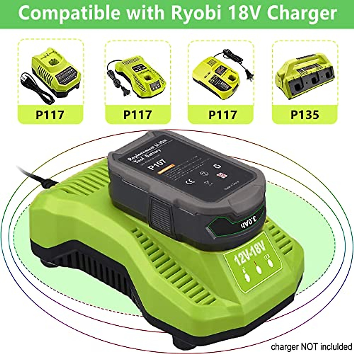 Bonacell 2Pack 【Upgrade】 18V 3800Ah Replacement Battery for Ryobi 18V Lithium Battery ONE+ Plus P102 P103 P104 P105 P106 P108 P107 P109 for Cordless Power Tools