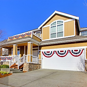 4PCS Patriotic Pleated Fan Flag,3 x1.5 Ft American Flag Banner, July 4th American Patriotic Bunting Half Fan Banner
