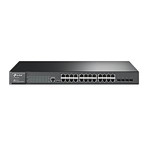 TP-Link 24 Port Gigabit Switch | L2 Managed w/Console Port | 4 SFP Slots | Limited Lifetime Protection | Support L2/L3/L4 QoS, IGMP and Link Aggregation | IPv6 and Static Routing (T2600G-28TS)