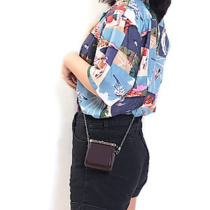 ROUROU Clutch Bag for Women Genuine Leather Wallet Kiss Lock Shoulder Bag Small Crossbody Bag Retro Coin Purse