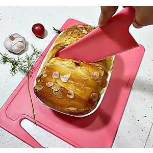 jawbush 11" Professional Salad & Bread Knife, Plastic Lettuce Knife for Veggies, Fruit, Cake, Salad, Serrated Chef Knife for Cooking and Cutting - Safe Nylon Knife for Nonstick Pans, Pink