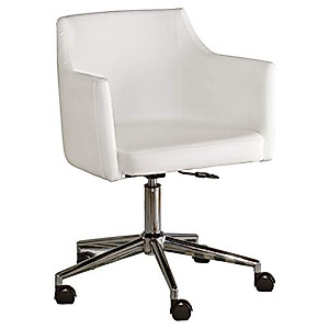 Signature Design by Ashley Baraga Contemporary Adjustable Swivel Home Office Desk Chair, White