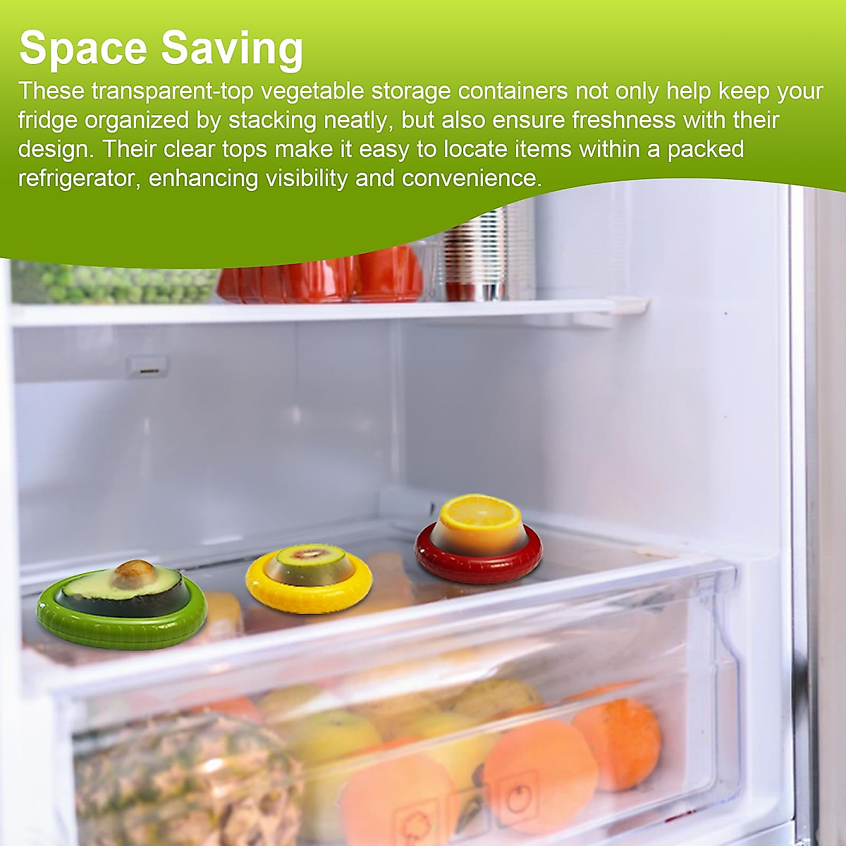 4PCS Silicone Food Storage Containers, Fruit And Vegetable saver, Silicone Food Savers-Fruit And Vegtable Storage Containers Set For Fridge