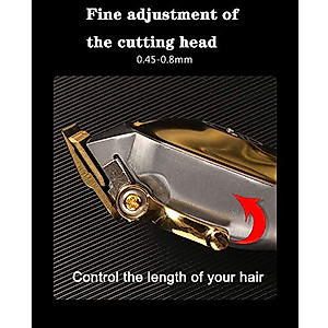Kemei Golden Cordless Professional Hair Clippers Hair Trimmer for Men for Stylists and Barbers Full Metal Housing Hair Clipper USB Charge (Golden)