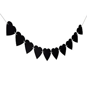 Gothic Wedding Decor - Old English Black Heart Banner - Wedding,Anniversary , Valentines banner (BLACK HEART)