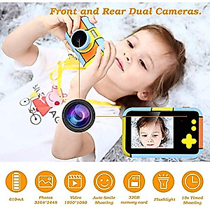 LKYBOA Kids Camera, Rechargeable Children Digital Camera with 2.4 Inch LCD and 32G Memory Card 1080P HD Shockproof