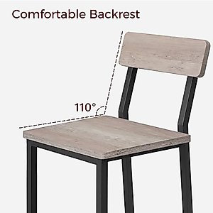 MAHANCRIS Bar Chairs, 25.6" Tall Counter Bar Stools, Set of 2 Bar Stools with Backrest, Kitchen Bar Stools with Footrest, for Dining Room, Bar, Easy Assembly, Greige BAHG03101