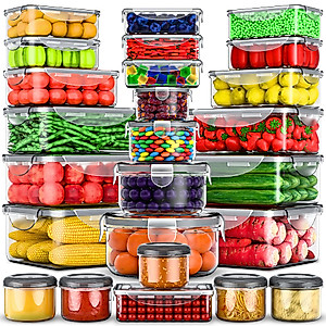 50 Pcs Large Food Storage Containers with Lids Airtight-85 oz to Sauces Box-Total 526Oz Stackable Kitchen Bowls Set Meal Prep Containers-BPA Free Leak proof Plastic Lunch Boxes- Freezer Microwave safe