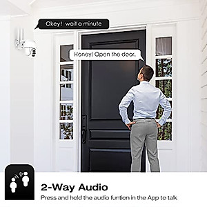 Topiacam PTZ Security Camera Outdoor, 4X Optical Zoom, 350°Pan 100°Tilt, Wi-Fi Home Surveillance Camera with Motion Detection, Floodlight & Siren Alarm, Color Night Vision, 2-Way Audio, White(AP30)