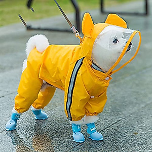 HonpraD Anxiety for Dogs Remedies Waterproof Pet Raincoat Four Legged All Inclusive Raincoat Small and Medium Sized Dog Puppy Rainy Dog Clothes