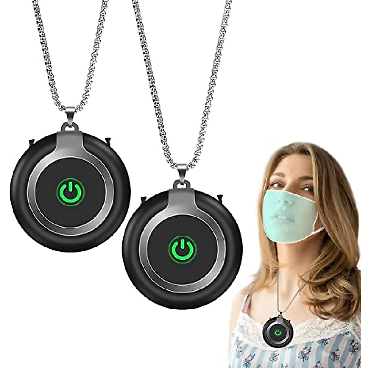 OVICISK Necklace Air Purifier, Personal Air Purifier 2 Pack, USB Rechargeable Travel Size Air Purifier, Portable Wearable Air Purifier for Home, Kids, Adults, Office, Smell-Black