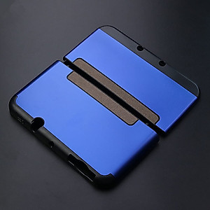 Aluminium Alloy Protective Case Front Back Faceplate Plates Top & Bottom Battery Housing Shell Case Cover Shockproof Hard Shell Skin for New 3DS XL LL Console 2015 - Blue