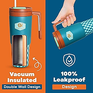 40 oz Travel Tumbler with Removable Infuser- Double Wall Vacuum Insulated Leak Proof Tumbler with Handle, Stainless Steel Travel Mug with Lid for Tea Coffee &Juice Sports Water Flask Cup 2-in-1