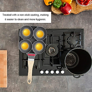 Pancake Pan, Japanese Obanyaki Pan Nonstick Aluminum Pan, Egg Frying Pan with 4 Holes, for Fried Egg, Burger, Breakfast Pancake Making, with Anti-Scald Handle(B)