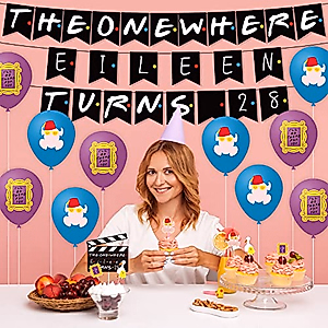 104Pcs Friend Themed Birthday Party Decorations Include The One Where Turn Banners Latex Balloons Cake Toppers Stickers Marked Pen Friend Fans Party Supplies Favors Backdrop Photo pro for Kids Adults