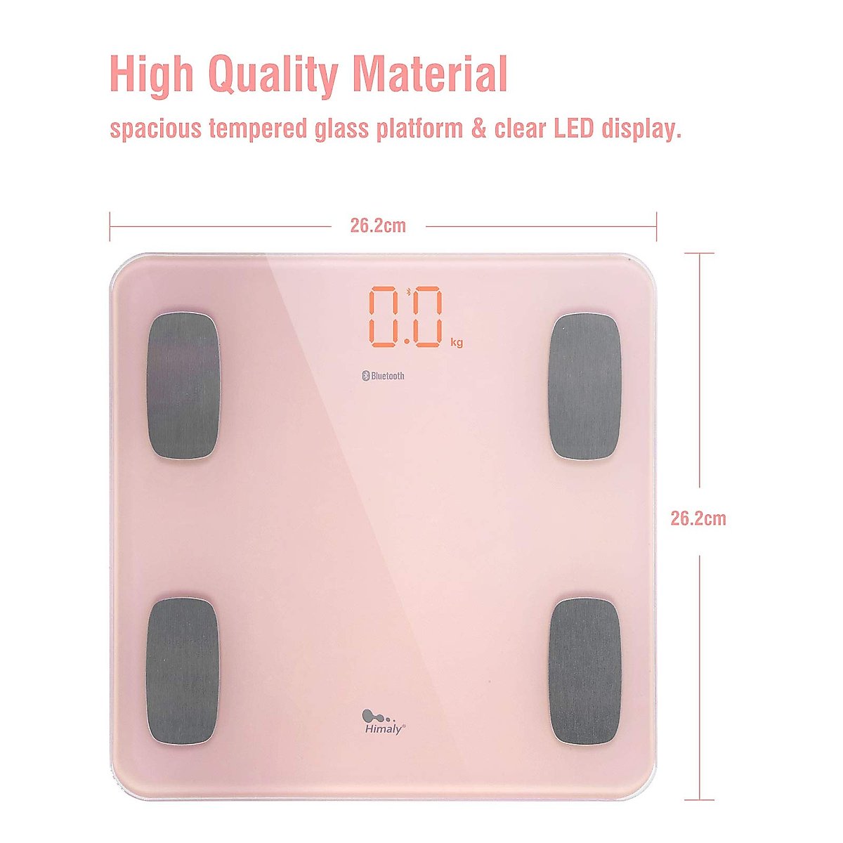himaly Body Fat Scale, Smart BMI Scale Digital Bathroom Wireless Weight Scale, Body Monitor Health Composition Analyzer with Smartphone App sync with Bluetooth-Compatible, 400 lbs - Pink