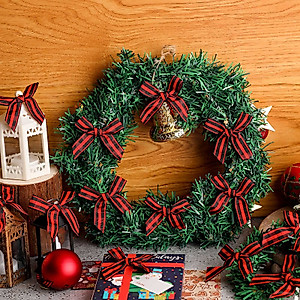 200 Pack Christmas Ribbon Bows Twist Tie Bows Checkered Ribbon 2.56 Inch Fabric Ribbons for Tying up Christmas Tree Gift Wrapping Package Craft Decorations (White, Black)