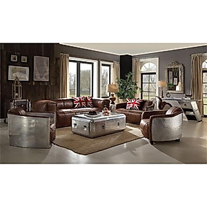 Acme Brancaster Chair in Retro Brown Top Grain Leather and Aluminum