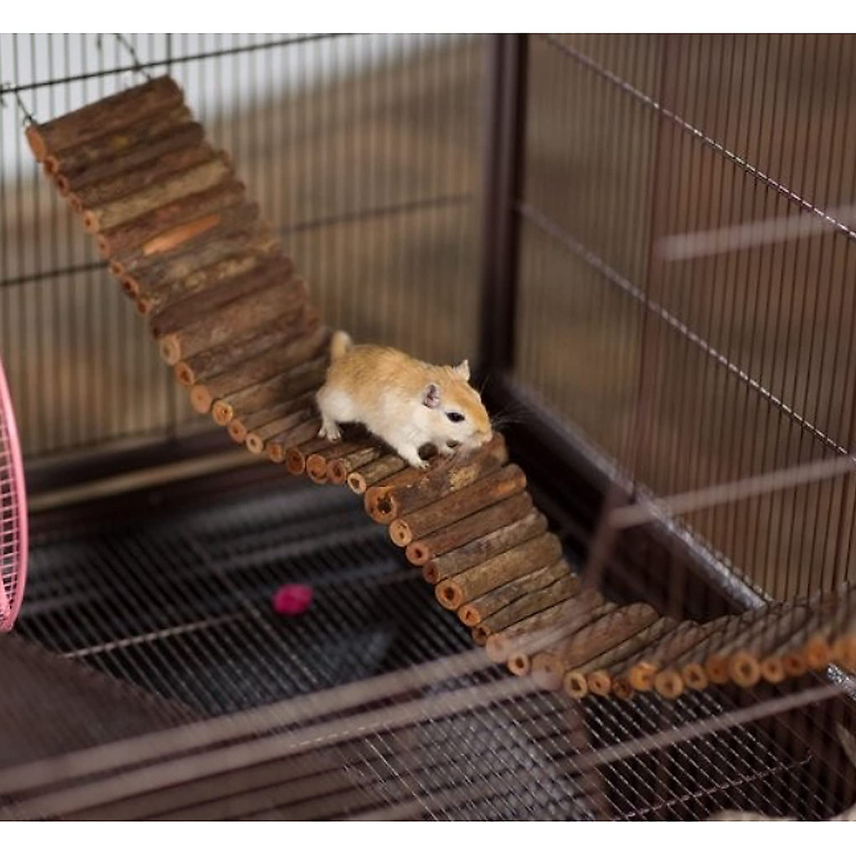 Flex Bridge (Large) - Bendable Natural Wooden Suspension Bridge Cage Accessory Climbing Toy - Sugar Gliders, Rats, Chinchillas, Ferrets, Parrots, Birds, Hamsters, Hedgehogs, Guinea Pigs, Monkeys