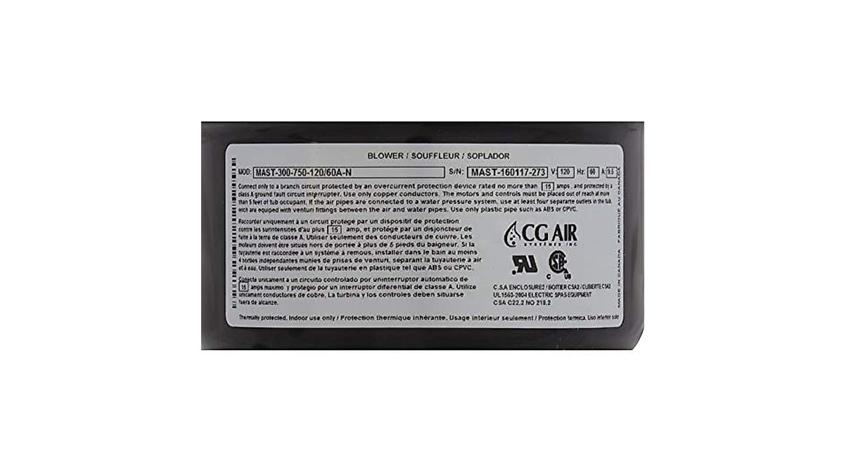 CG Air Millenium AS Blower 115V 9.5A with Heating for Reliable Power