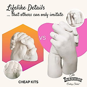 Edinburgh Hand Casting Kit Couples - Unique Gifts for Mothers Day - Lifelike Stone Sculpture for Two DIY Hand Mold Mom Gift Wedding Engagement Anniversary Ideas Husband Wife Boyfriend Girlfriend